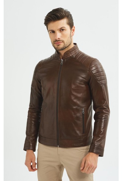 İkbal Alonso Kahverengi Deri Mont Erkek