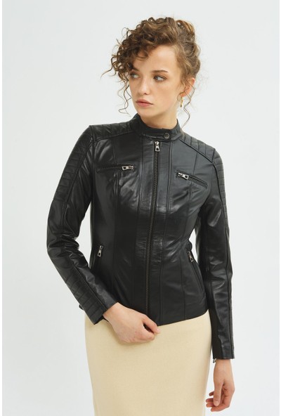 İkbal Larissa Siyah Deri Mont Kadın İkbal Larissa Siyah Deri Mont Kadın