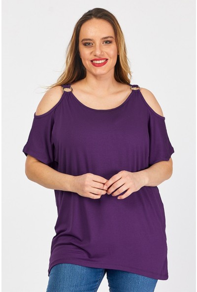 1fazlası Kadın Büyük Beden Omuzu Açık Halkalı Bluz 1fazlası Kadın Büyük Beden Omuzu Açık Halkalı Bluz