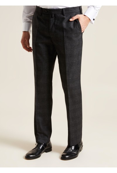 Bisse Regular Fit Platinum Ekoseli Klasik Pantolon