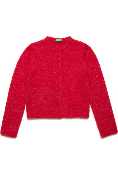 United Colors Of Benetton Kız Çocuk Glitter Detaylı Tüylü Hırka