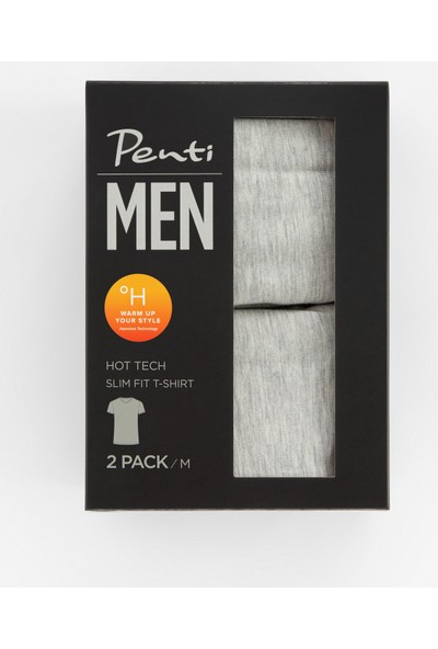 Penti Erkek Açık Gri Melanj Basic H-Tech Regular 2li Tişört Penti Erkek Açık Gri Melanj Basic H-Tech Regular 2li Tişört