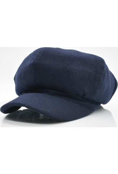 Lacivert Bayan Şapka Kadın Kasket Yün Flat Cap Lacivert Bayan Şapka Kadın Kasket Yün Flat Cap