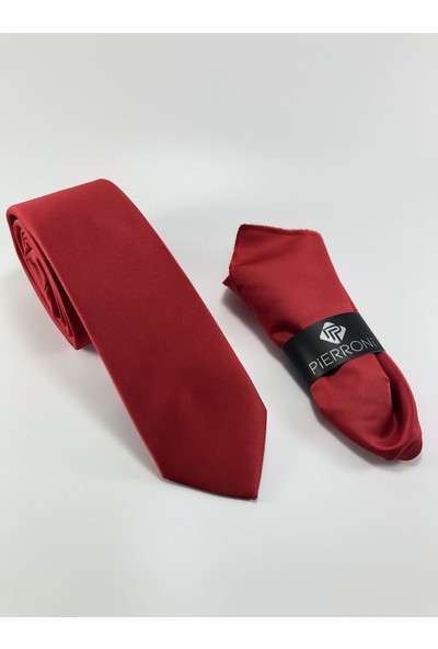 Pierroni Düz Renk Mendilli Kravat