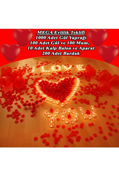 Evlilik Teklifi Gül Yaprağı Mum Balon Paket Sevgiliye Hediye Evlilik Teklifi Gül Yaprağı Mum Balon Paket Sevgiliye Hediye