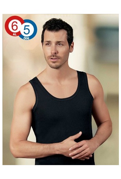 Şahinler 6'lı Paket %100 Pamuk Erkek Atlet Siyah Me005 Şahinler 6'lı Paket %100 Pamuk Erkek Atlet Siyah Me005