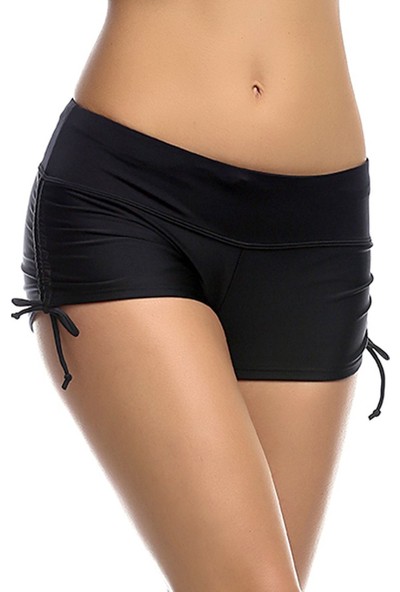 Angelsin Şık Siyah Mini Bayan Deniz Şortu