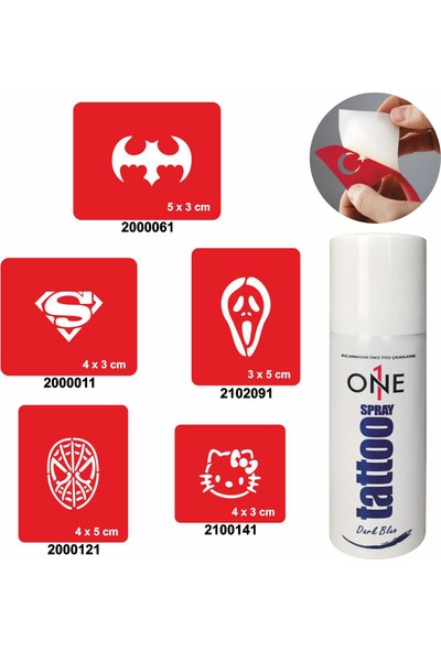 One Spray Tattoo 7702425 Darkblue Geçici Sprey Dövme Seti One Spray Tattoo 7702425 Darkblue Geçici Sprey Dövme Seti