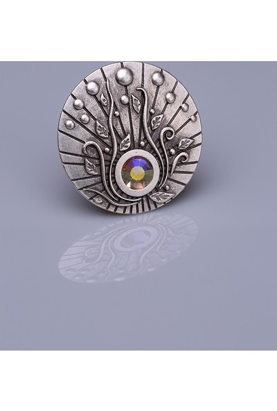 Fsg Takı Kristal Taşlı Gümüş Kaplama Mıknatıslı Broş