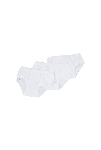 Beyaz 3'Lü Penye Kız Çocuk Slip Külot Beyaz 3'Lü Penye Kız Çocuk Slip Külot