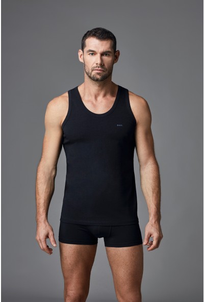 Siyah Geniş Yaka Penye Erkek Atlet Siyah Geniş Yaka Penye Erkek Atlet