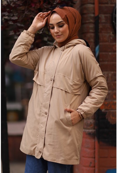 inStyle Içi Polar Kapüşonlu Mont - Bej