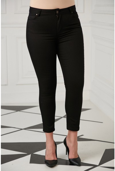 Rmg Büyük Beden Bilek Paça Siyah Pantolon