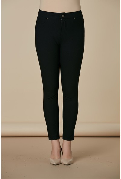 Rmg Cep Detaylı Büyük Beden Pamuk Pantolon Siyah Rmg Cep Detaylı Büyük Beden Pamuk Pantolon Siyah