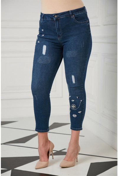 Rmg Taş Detaylı Büyük Beden Kim Mavii Pantolon