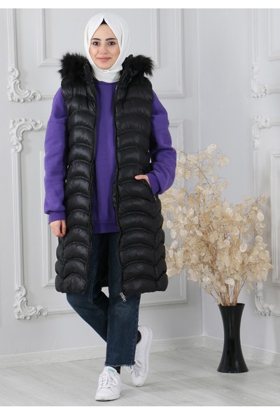 The Tesettür Şişme Yelek Siyah THT406699