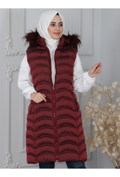 The Tesettür Şişme Yelek Bordo THT406699