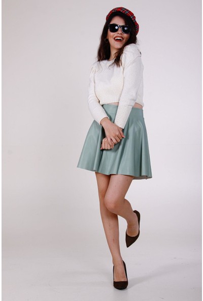 Modaroom Mini Suni Deri Çan Etek 902W4542