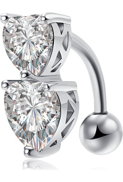 VipBT Çift Kalp Taşlı 316L Cerrahi Çelik Kasisli Göbek Ters Piercing VipBT Çift Kalp Taşlı 316L Cerrahi Çelik Kasisli Göbek Ters Piercing