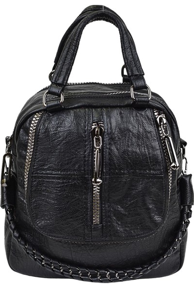 Matthew Cox Soft Deri Siyah Kadın Kol Ve Sırt Çantası