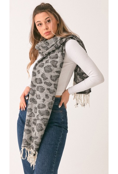 Fullamoda Leopar Desenli Şal Gri Fullamoda Leopar Desenli Şal Gri