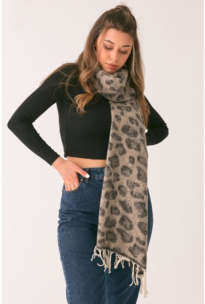 Fullamoda Leopar Desenli Şal Vizon Fullamoda Leopar Desenli Şal Vizon