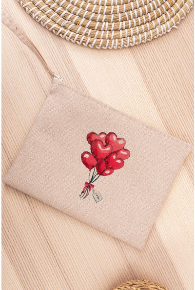 Hediyedukkani Kalpli Balonlar Keten Bez El Çantası