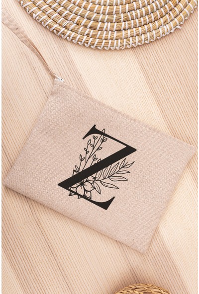 Hediyedukkani Z Harfi Çiçekli Keten Bez El Çantası