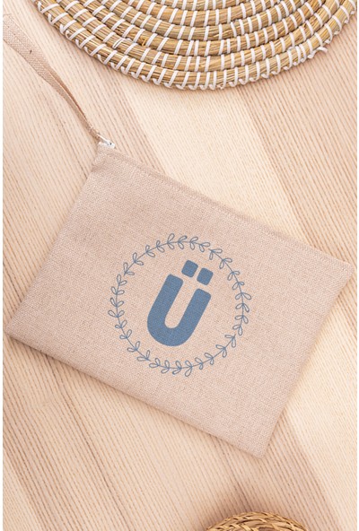 Hediyedukkani Ü Harfi Mavi Çerçeveli Keten Bez El Çantası Hediyedukkani Ü Harfi Mavi Çerçeveli Keten Bez El Çantası