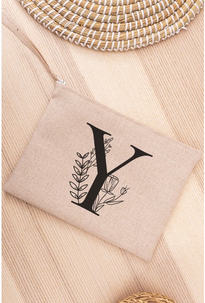 Hediyedukkani Y Harfi Çiçekli Keten Bez El Çantası