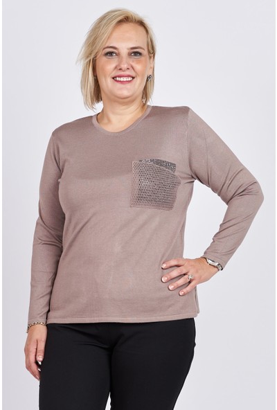 Büşra Kadın Taşlı Cep Detaylı Bisiklet Yaka Kazak 3998216 Vizon Büşra Kadın Taşlı Cep Detaylı Bisiklet Yaka Kazak 3998216 Vizon