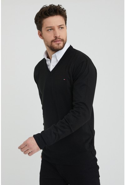 Comeor Erkek Siyah V Yaka Slim Fit Triko Kazak XL Comeor Erkek Siyah V Yaka Slim Fit Triko Kazak XL