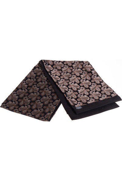 Exve Exclusive Kahverengi Krem Şal Desen Çift Taraflı Atkı