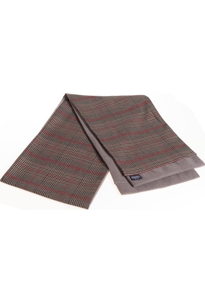 Exve Exclusive Bej Kırmızı Ekoseli Çift Taraflı Atkı