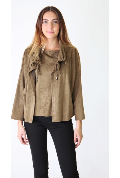 Essah Moda Kadın Bağlamalı Detaylı Nubuk Bluz Ceket - BE000135 Essah Moda Kadın Bağlamalı Detaylı Nubuk Bluz Ceket - BE000135