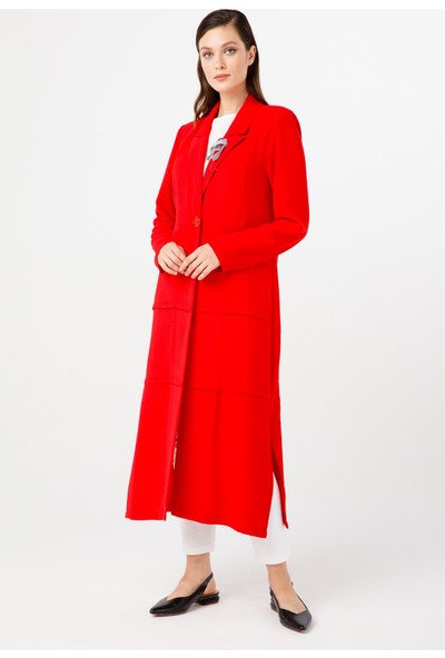 Esswaap Kırmızı Sivri Erkek Yakalı Broslu Uzun Ceket Esswaap Kırmızı Sivri Erkek Yakalı Broslu Uzun Ceket