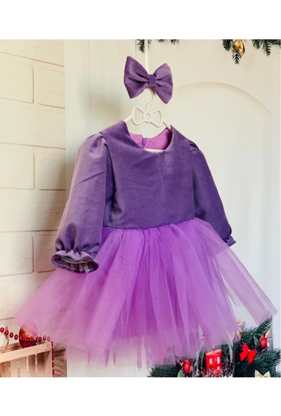 Ellussi Lila Kadife Kabarık Abiye