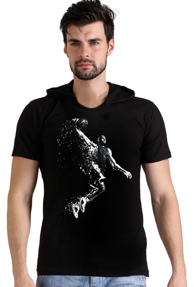 Rock&Roll Pro Smaç Siyah Kapüşonlu Kısa Kollu Erkek Tişört Rock&Roll Pro Smaç Siyah Kapüşonlu Kısa Kollu Erkek Tişört