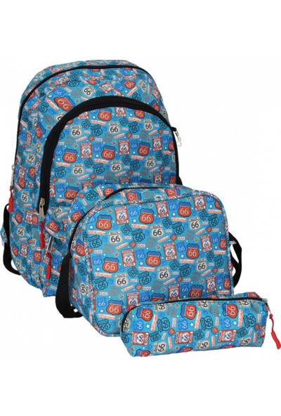 Cambridge Polo Club Route 66 Üçlü Okul Çanta Seti Plcan2050