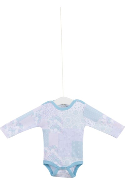 Aziz Bebe Pembe Desenli Uzun Kollu Çıtçıtlı Body