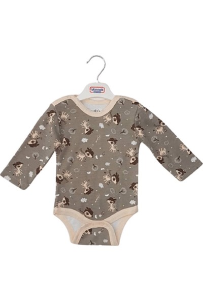 Aziz Bebe Ceylan Desenli Uzun Kollu Çıtçıtlı Body