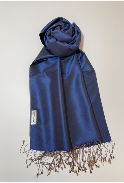 hintbazar Denim Mavi Çift Taraflı Ipek Şal