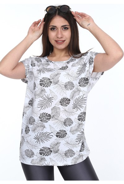 1fazlası Kadın Büyük Beden, Desenli Günlük T-Shirt 1fazlası Kadın Büyük Beden, Desenli Günlük T-Shirt