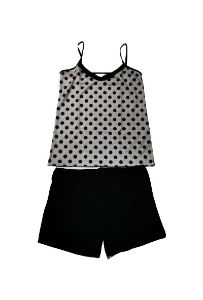 Lolitam Bayan Gri Nokta Desenli Ip Askılı Şortlu Takım 2260-1