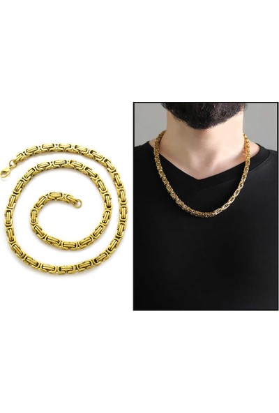 Gül Endam Gold Renk Ekstra Kalın Model 60 cm 317L Çelik Kral Zincir Kolye Gül Endam Gold Renk Ekstra Kalın Model 60 cm 317L Çelik Kral Zincir Kolye