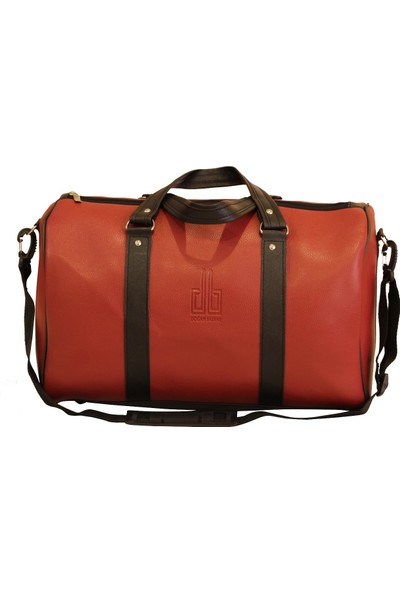 DB Seyahat ve Spor Çantası Suni Deri Bordo Siyah Fitilli