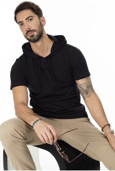 Buratti % 100 Pamuklu Kapüşonlu Slim Fit T Shirt Erkek T SHİRT 5412021