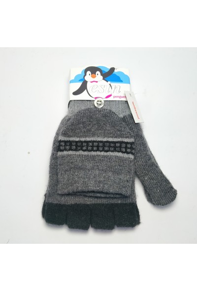 Esin Kadın Lambswool (Kuzu Yünü) Kapaklı Eldiven Gri