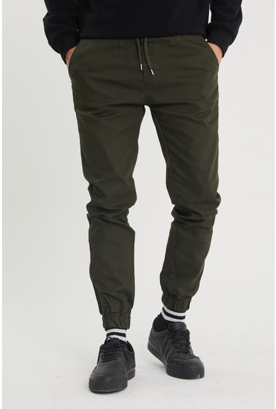 Serseri Jeans Haki Paçası Beli Lastikli Jogger Pantolon