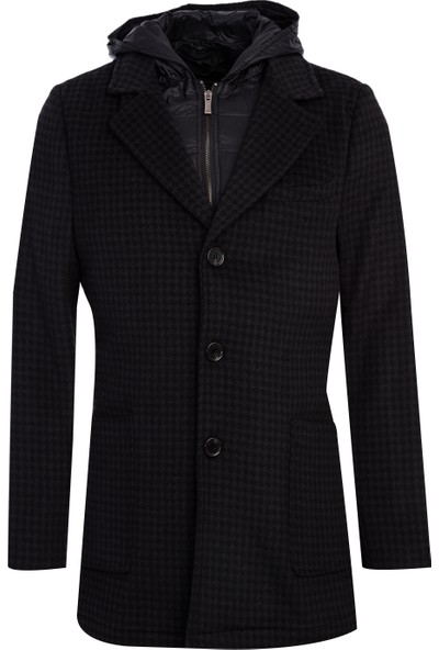 Kiğılı Kapüşonlu Yünlü Kaban